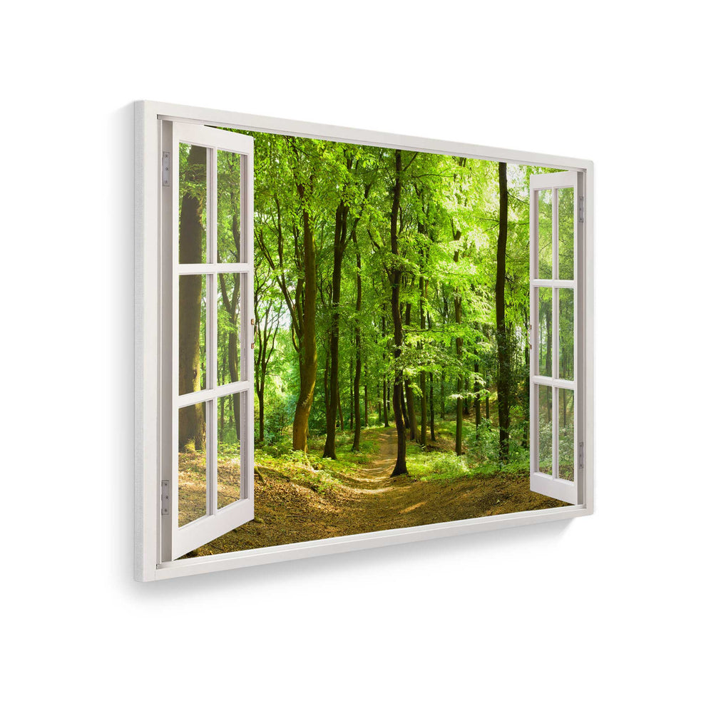 Leinwandbild mit Fensterblick "Wald" - WallSpirit.de